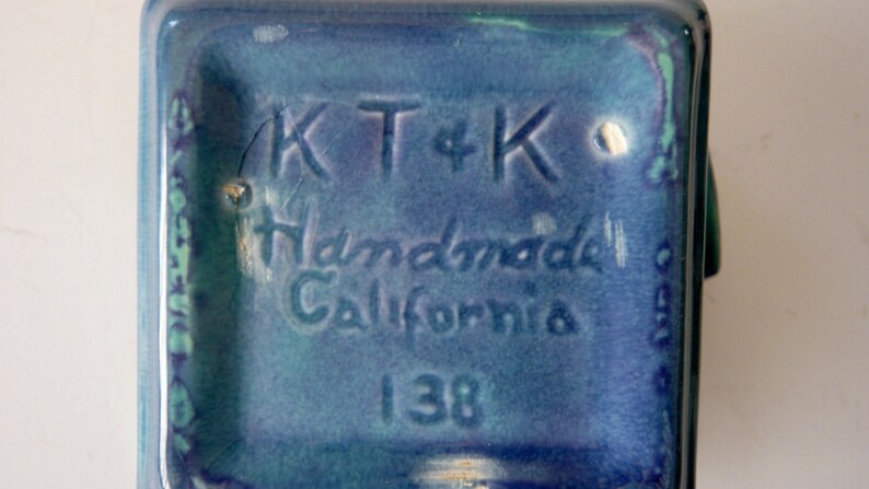 Vintage KTK California Pottery Number 138 Blue Drip Glaze Bow | Etsy