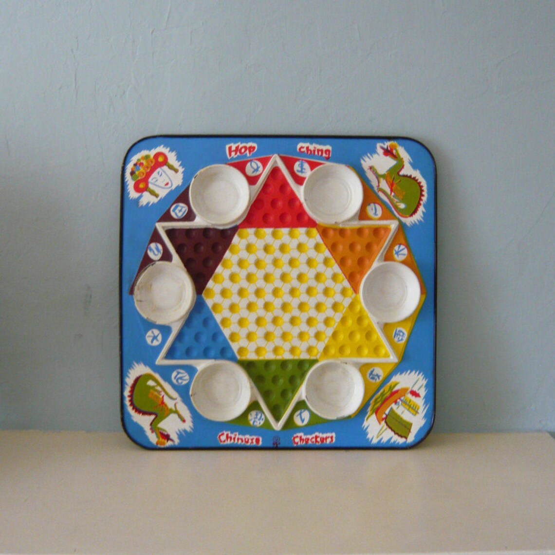 Vintage Chinese Checkers Board Hop Ching - Etsy