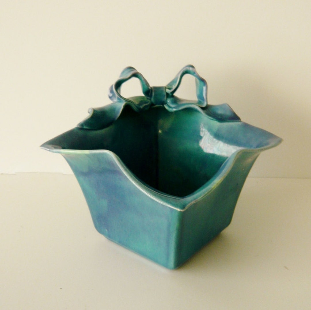 Vintage KTK California Pottery Number 138 Blue Drip Glaze Bow - Etsy