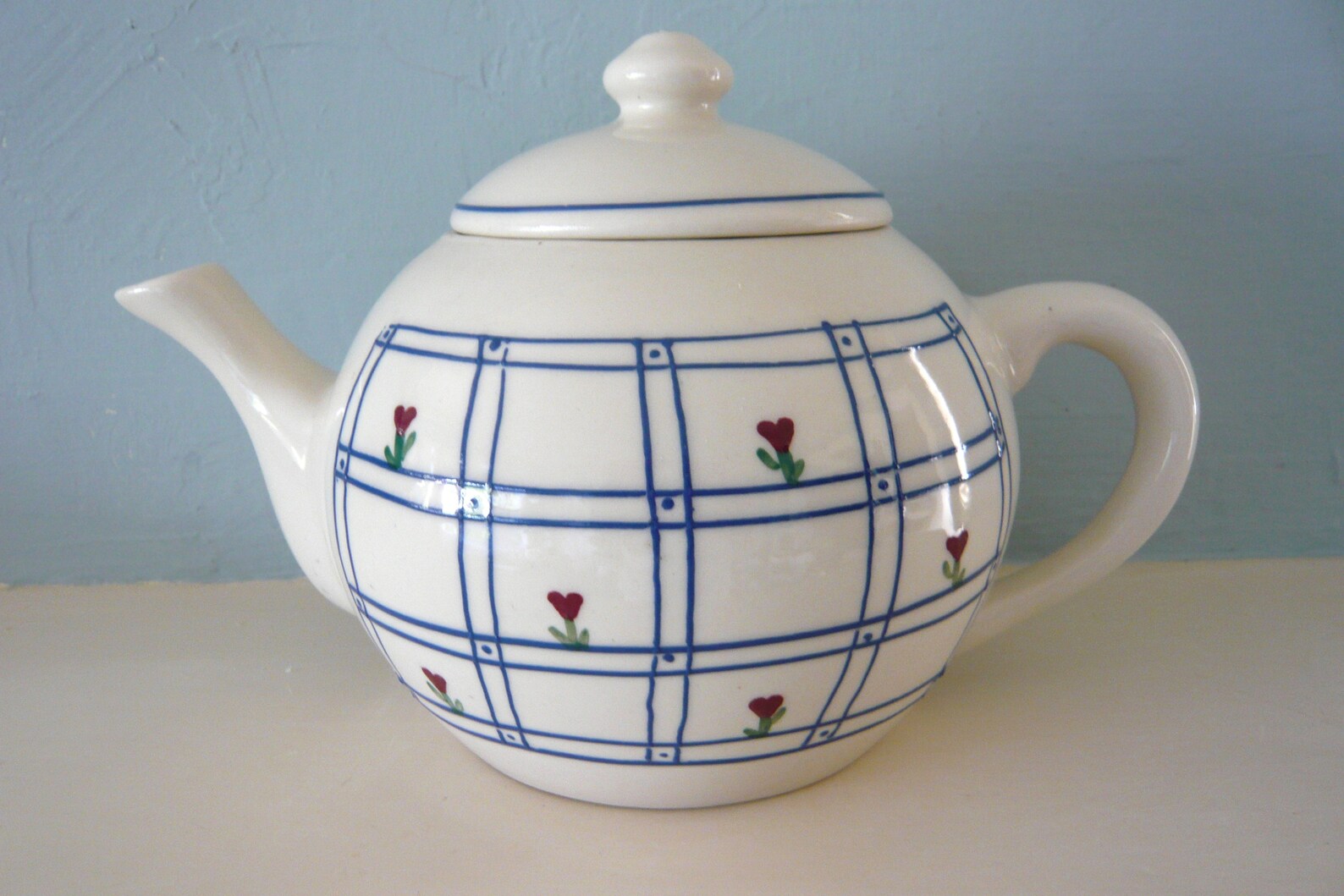 Hartstone Windowpane Stoneware Large Lidded Teapot Vintage Artist ...