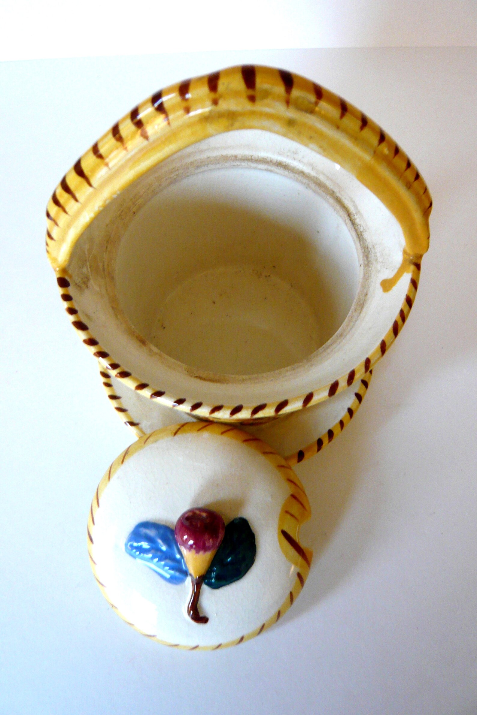 Nasco Condiment Pot Hand Painted With Lid, Handle and Attached Plate - Etsy