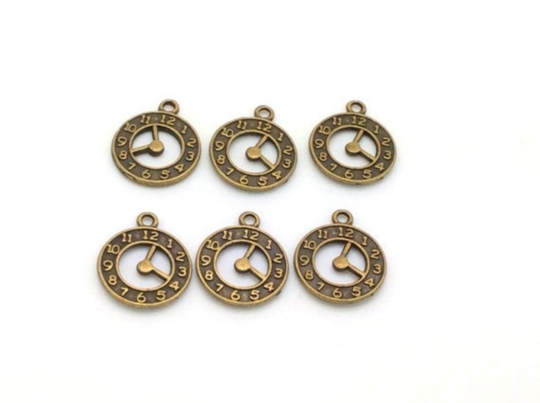 Bronze Clock Face Charms, Steampunk Antique Brass Clock Pendants ...