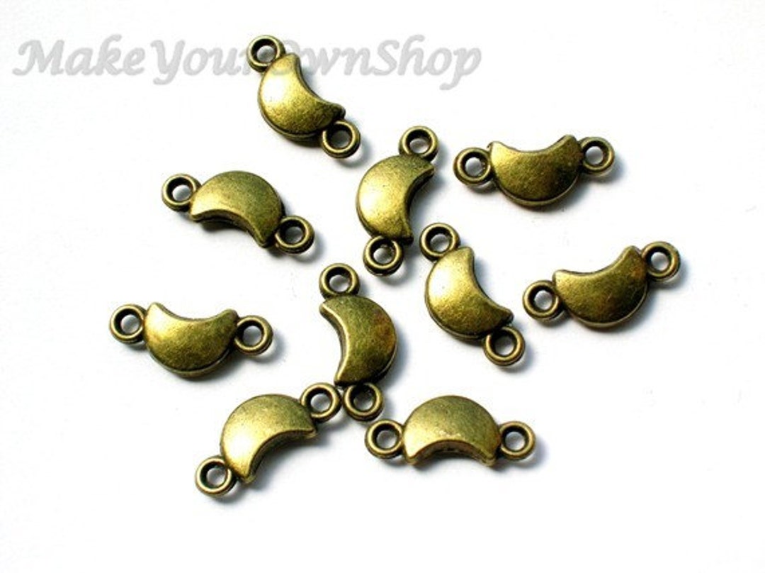 Half Moon Brass Connectors, Antique Brass Moon Crescent Connectors, 2 ...