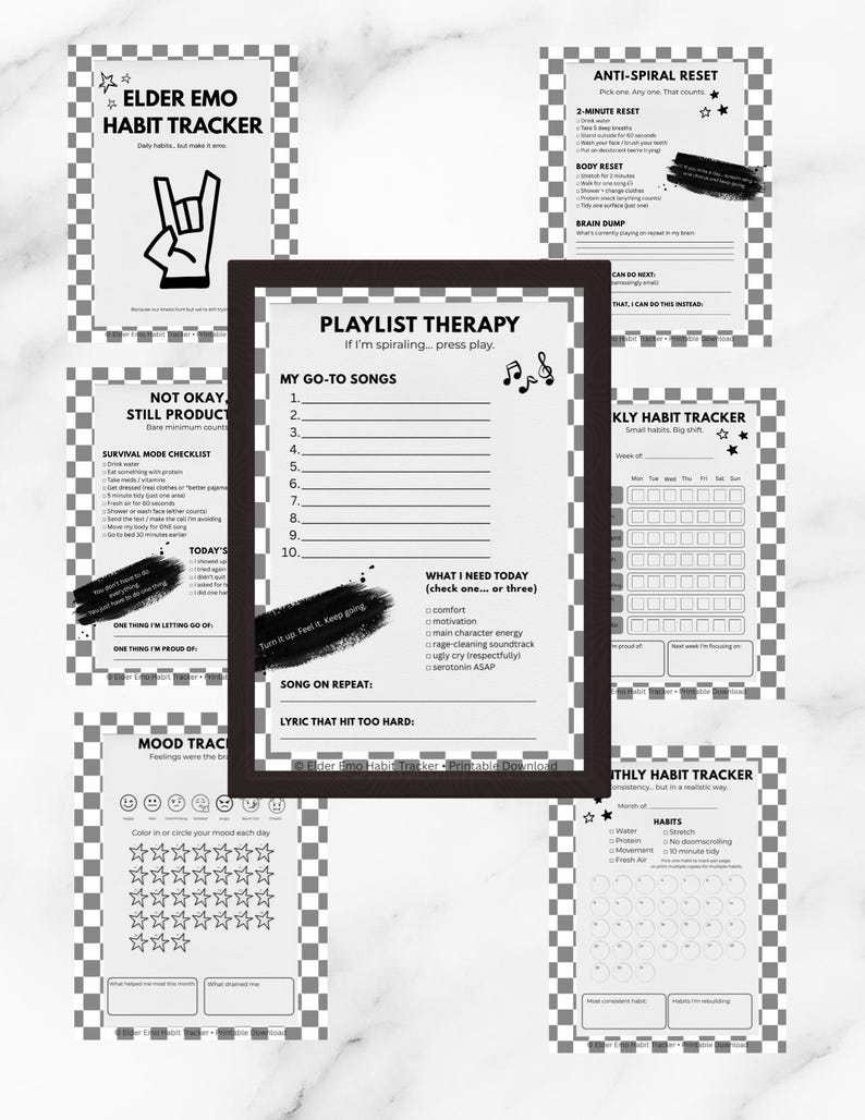 Elder Emo Habit Tracker Printable | Daily, Weekly, Mood Tracker (PDF ...