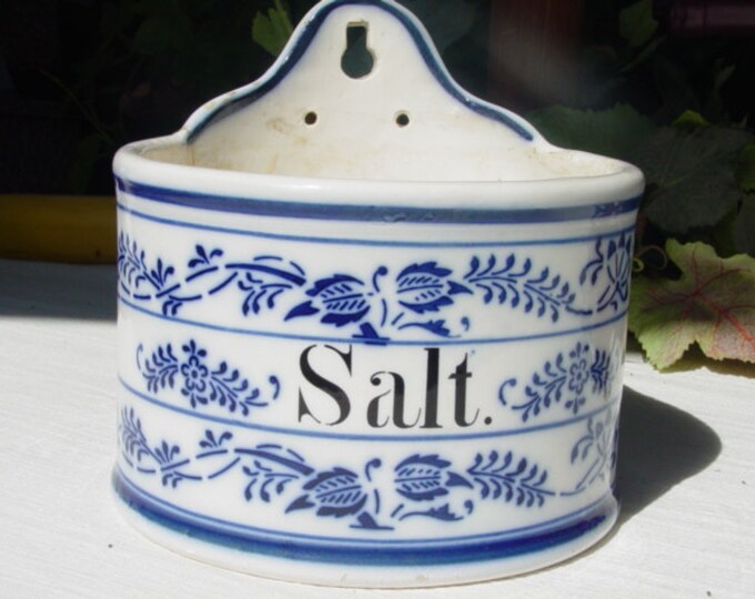 Antique Blue and White Porcelain Salt Box - Etsy