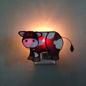 Cow, Stained Glass, Night Light, Cow Night Light, Sun Catcher, Home and ...