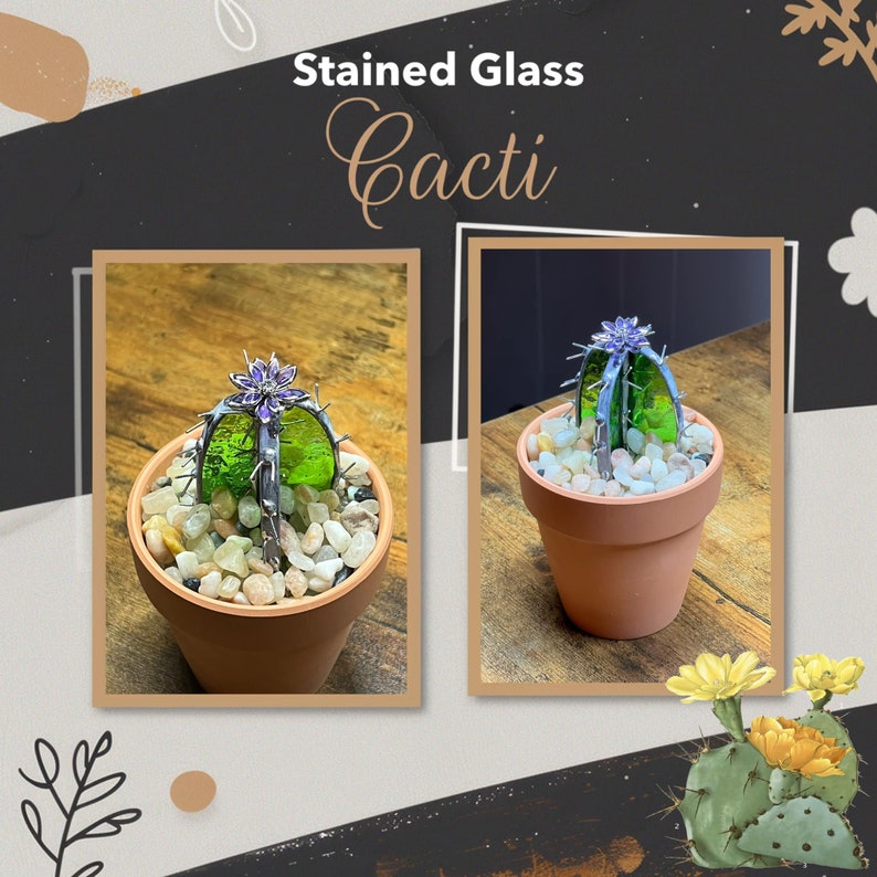 Handmade Stained Glass Cacti in Terra Cotta Pot - Etsy