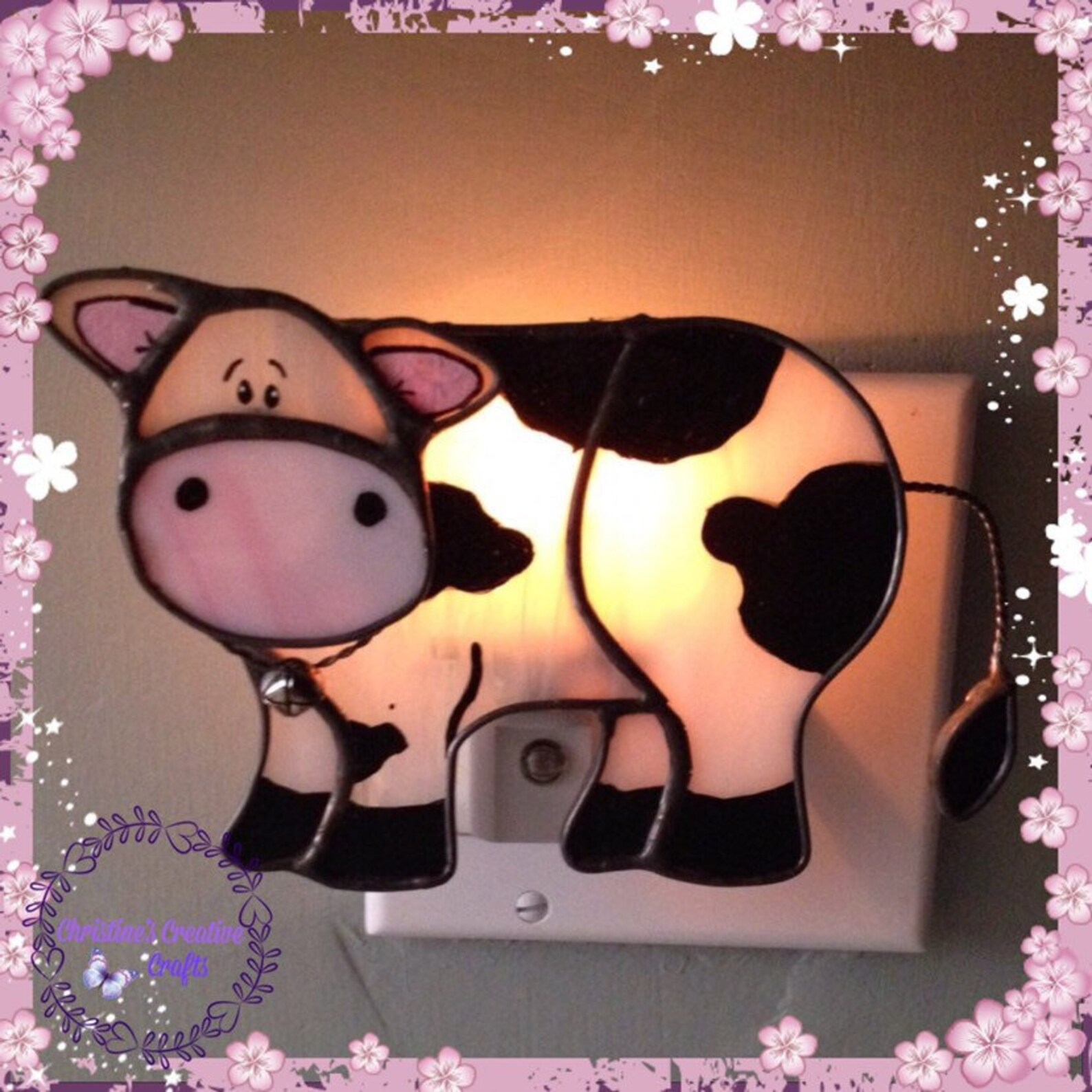 Cow Stained Glass Night Light Cow Night Light Sun Catcher | Etsy