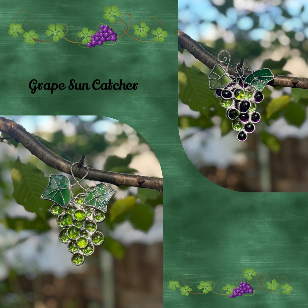 Grapes, Stained Glass Grapes, Window Decor, Home and Living, Grape Vine ...
