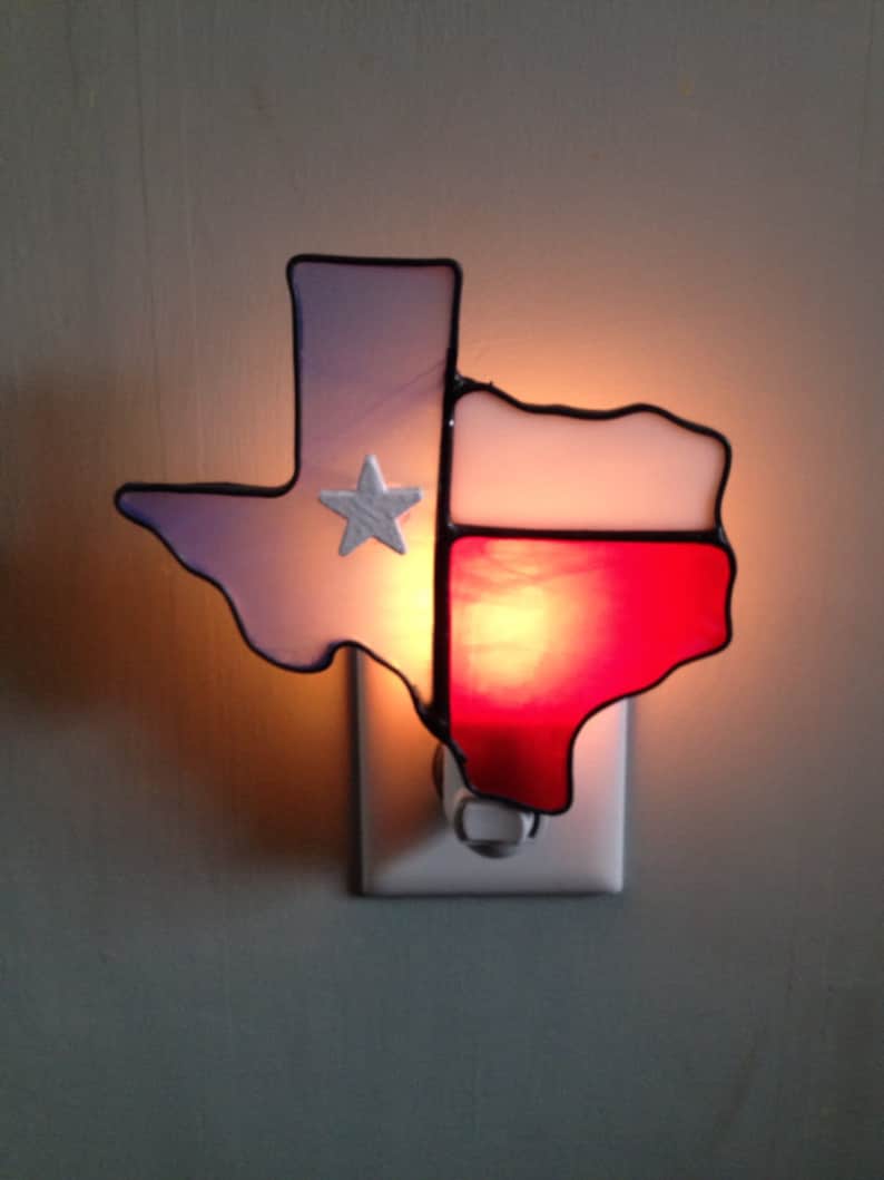 Texas Night Light Stained Glass Sun Catcher Custom Made | Etsy