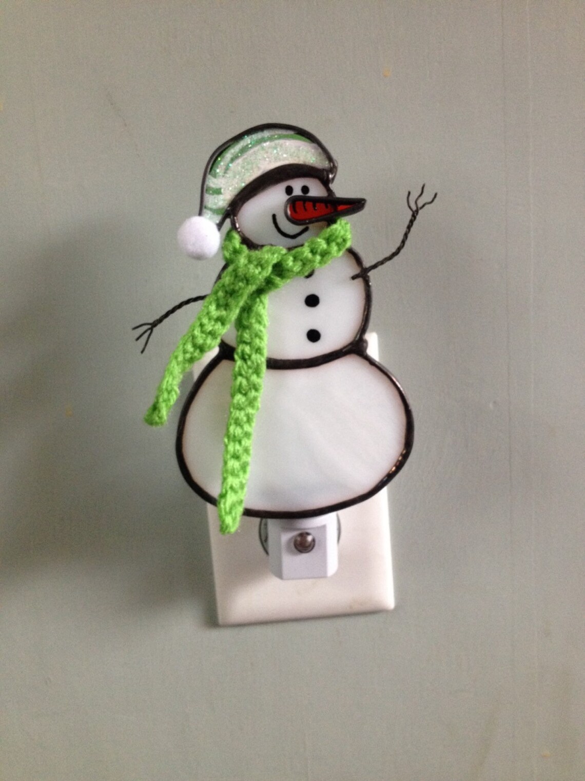 Stained Glass Snowman Night Light: Hand-painted Winter Decor - Etsy