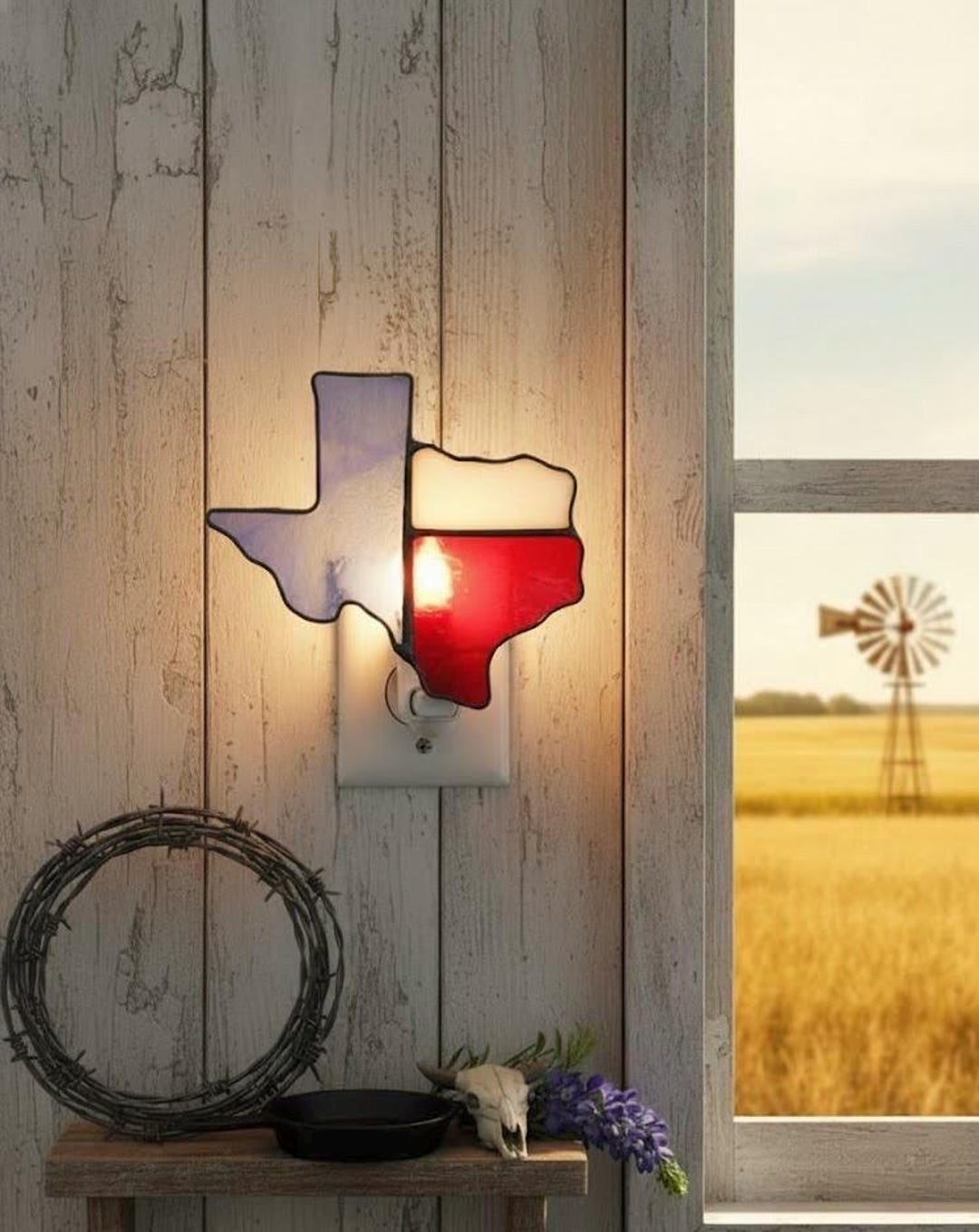 Stained Glass Texas Night Light: Lone Star State Sun Catcher - Etsy