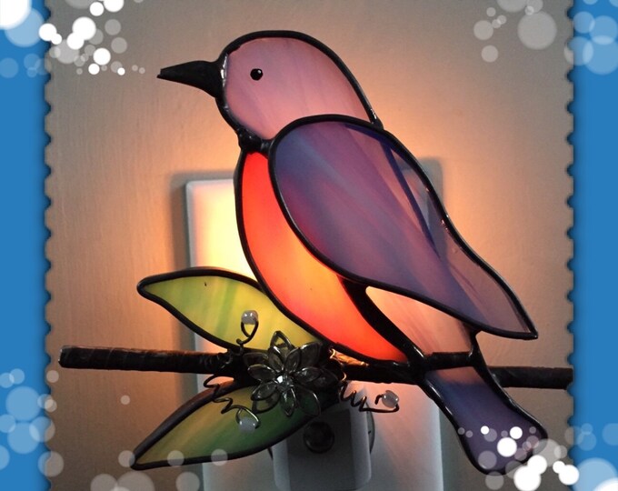 5x5 Bluebird Night Light/stained Glass Bluebird of Happiness/ Wall ...