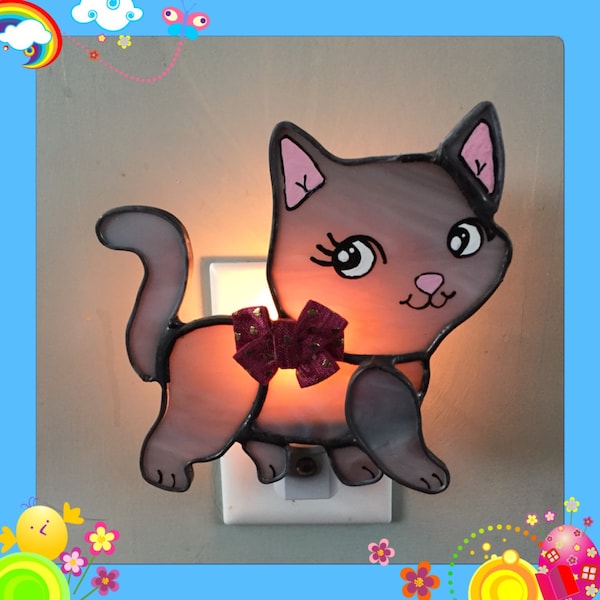 Stained Glass Cat Light - Etsy