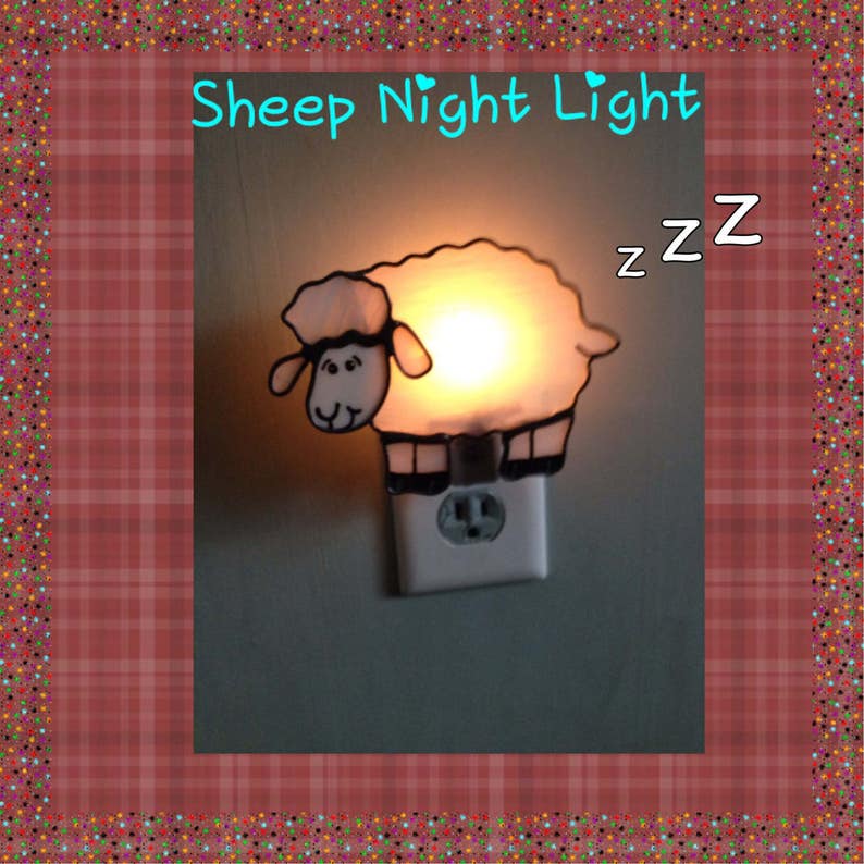 Nursery Room Sheep Night Light Light Stained Glass Custom - Etsy