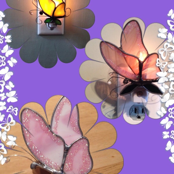 Stained Glass Butterfly Night Light - Etsy
