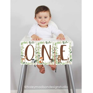 Woodland One High Chair Banner, Woodland First Birthday ONE Banner ...