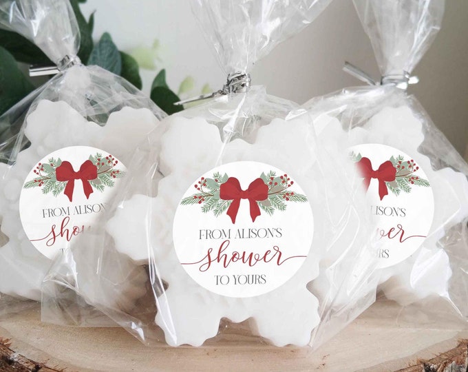 Winter Pink Bow Soap Favors Snowflake Baby Shower Girl Bulk Thank You ...