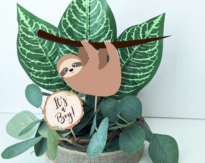 Sloth Baby Shower Centerpieces, Greenery Baby Shower Decorations, Sloth ...