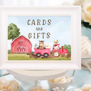 PRINTABLE Farm Animals Cards and Gifts Sign Size 8x10, Farm Party Gifts ...