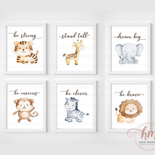 PRINTABLE 5X7 Jungle Animal Signs Set of 6 Jungle Nursery - Etsy