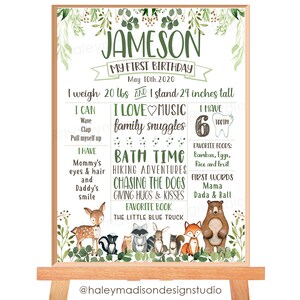 Woodland First Birthday Poster Woodland Birthday Party Sign | Etsy