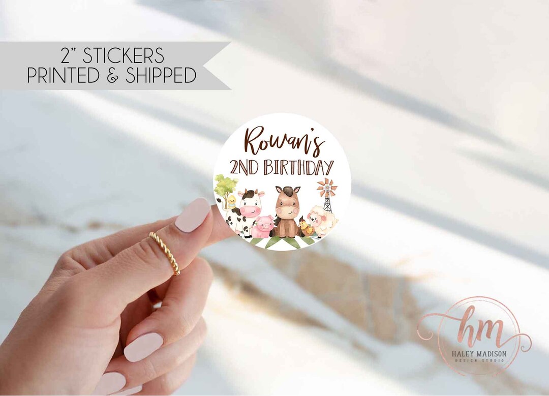 Farm Party Stickers Size 2" Round, Farm Birthday Tags, Farm Party ...