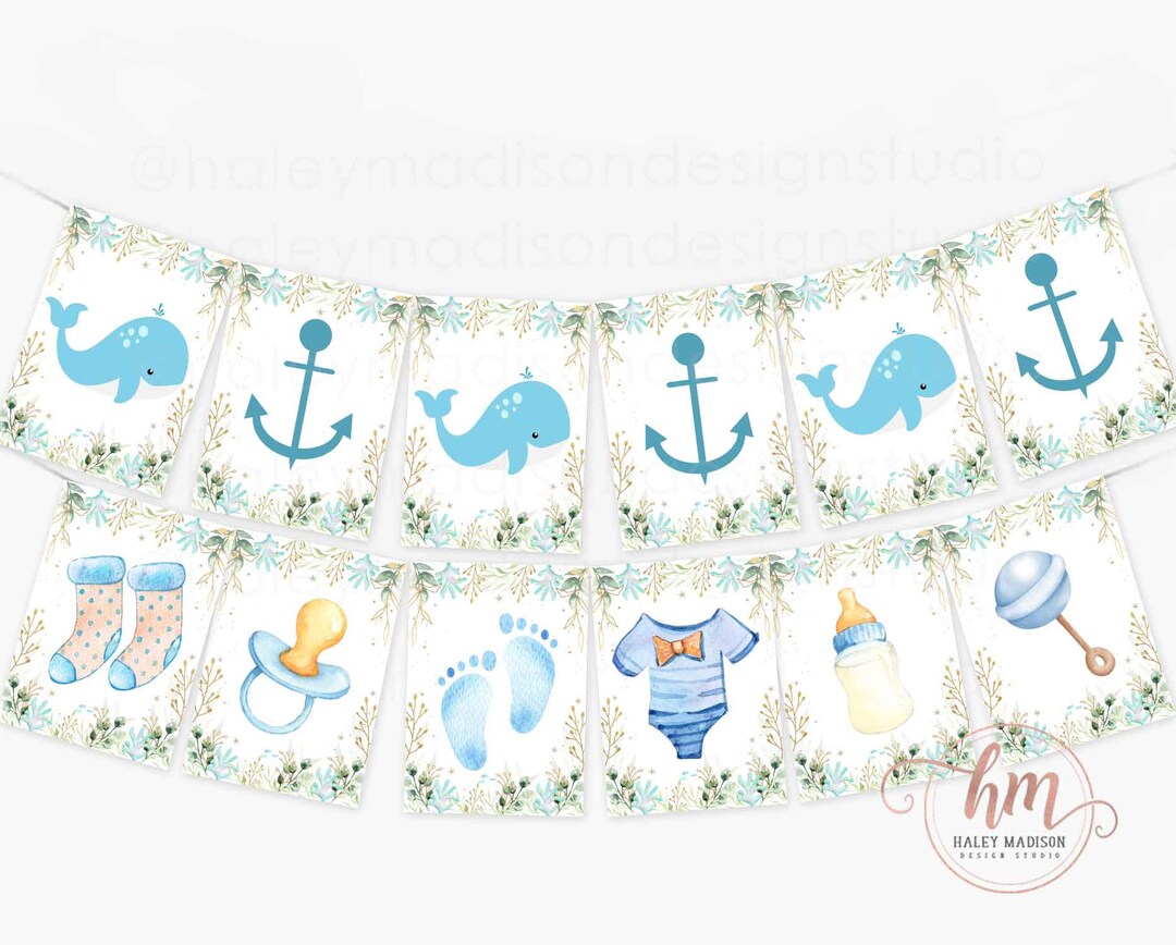 Whale Baby Shower Banner, Whales and Baby Items Banner, Whale Baby ...