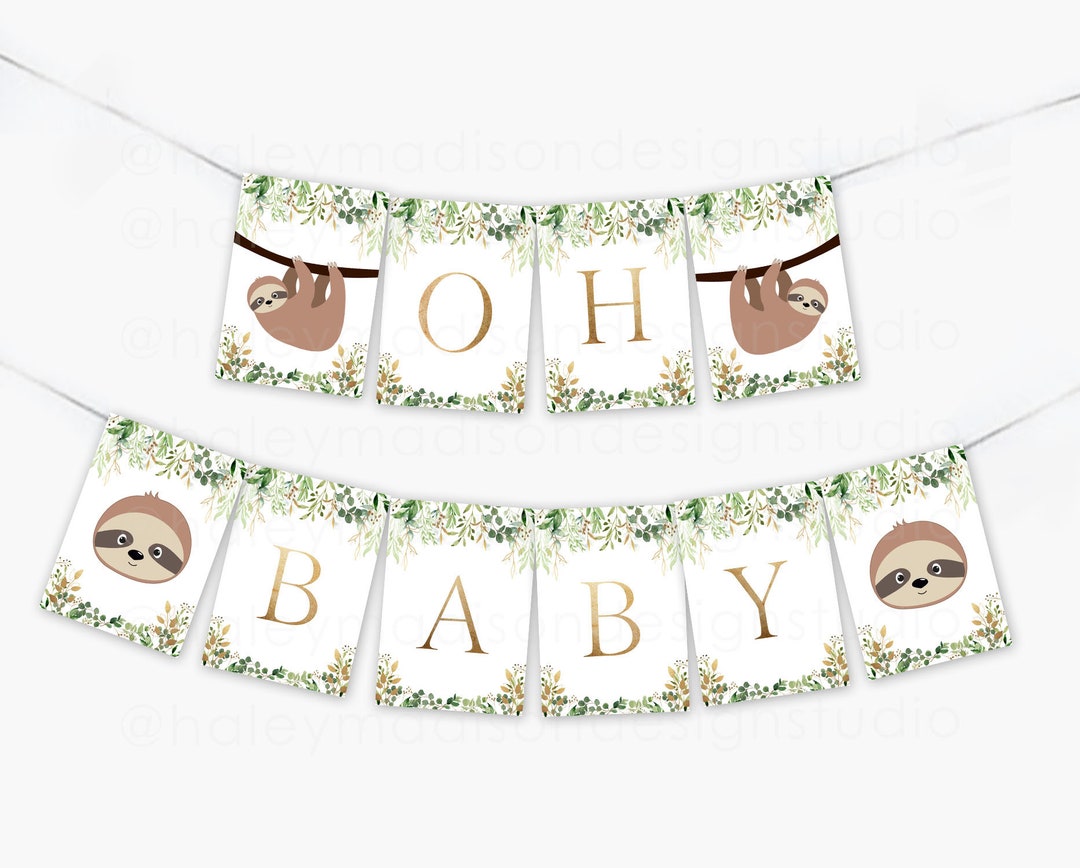 Sloths Oh Baby Banner, Sloth Baby Shower Banner, Sloths Banner, Sloths ...