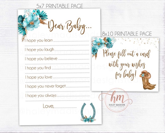 Cowboy Floral Wishes for Baby Cards Dear Baby Cards Cowboy - Etsy