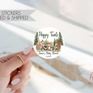 Woodland Happy Trails Stickers ONLY Size 2" Round Party Favor Stickers ...
