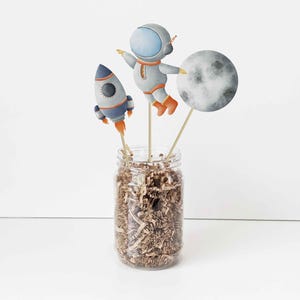 Set of 6 Out of Space Centerpieces Size 6", Astronaut Party ...