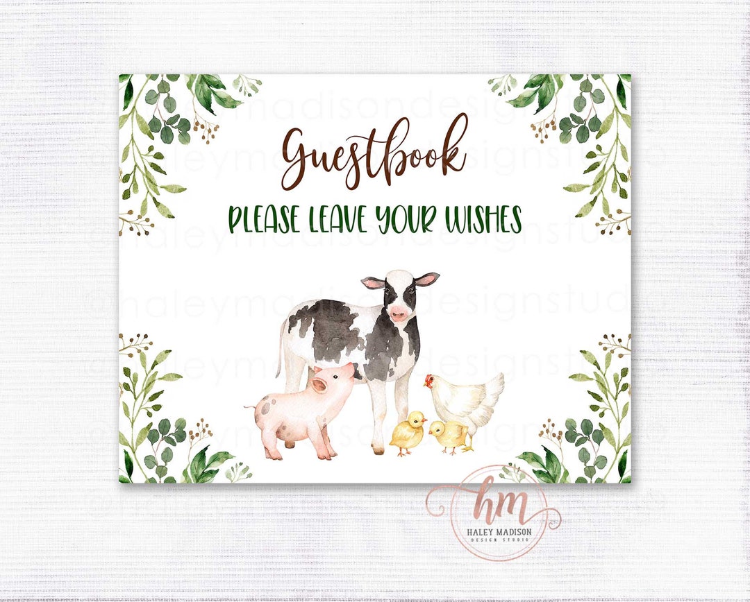 Farm Party Guestbook Sign, Farm Please Sign Wishes, Farm Baby Shower ...