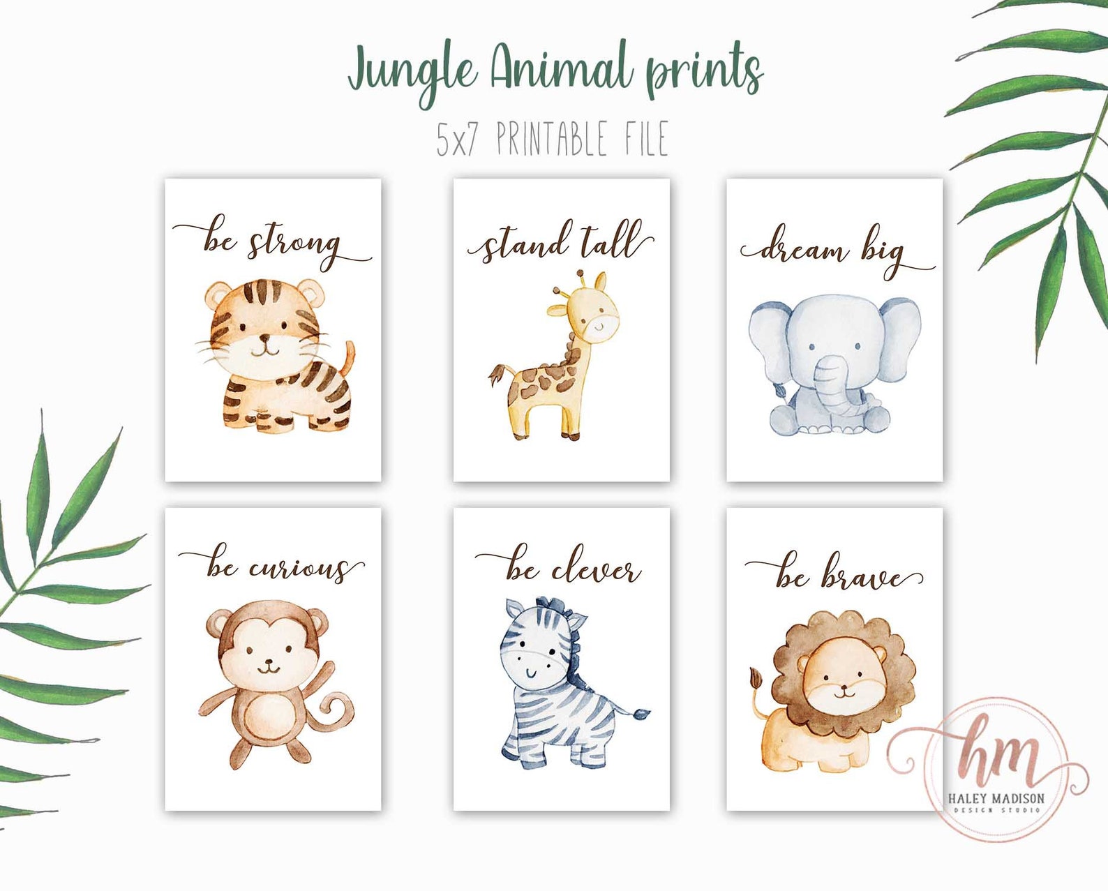 Jungle Animal Signs Set of 6 Jungle Nursery Signs Safari - Etsy
