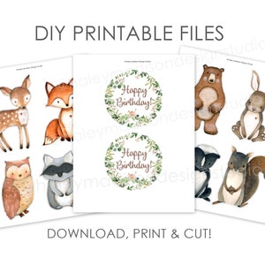 PRINTABLE Woodland Birthday Center Pieces, Set of 10 Woodland Cutouts ...