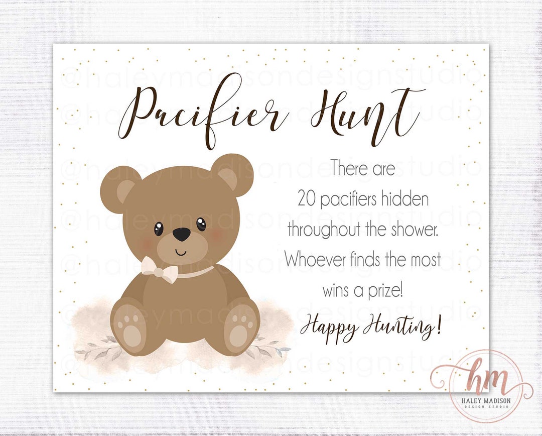 Teddy Bear Pacifier Hunt Game Find the Pacifiers Baby Shower - Etsy