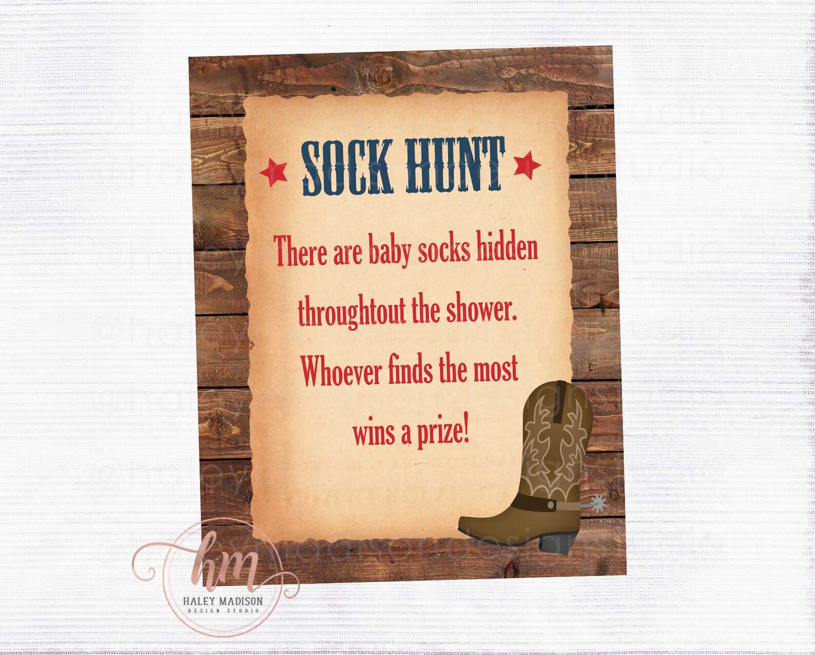 Cowboy Sock Hunt Game Find Baby Socks Game Sign Wild West - Etsy
