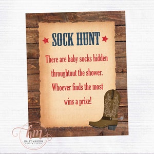 Cowboy Sock Hunt Game Find Baby Socks Game Sign Wild West - Etsy