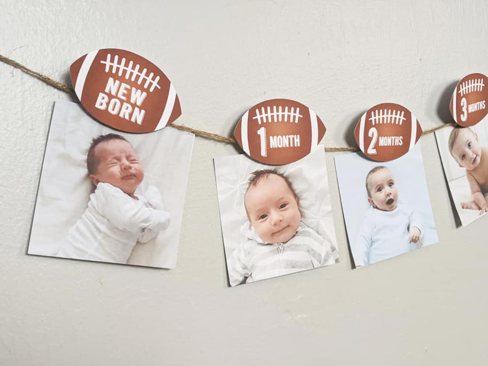 Football First Birthday Photo Banner, Baby's First Year Monthly Photo ...
