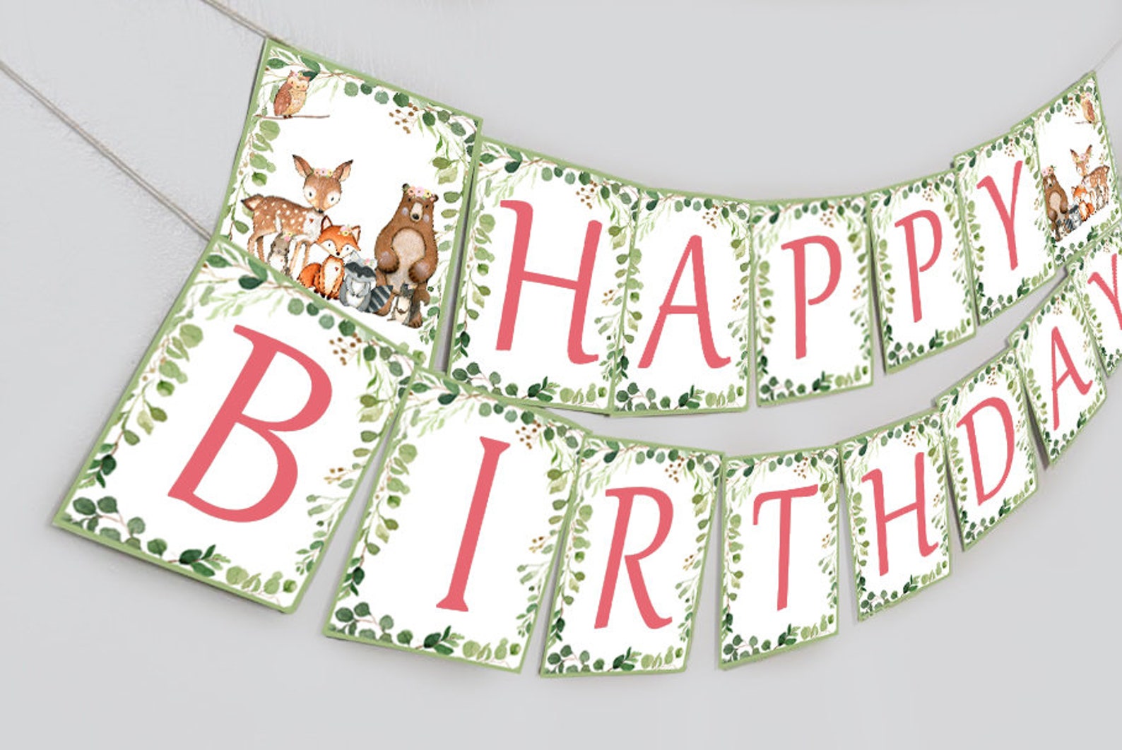 Woodland Happy Birthday Banner, Woodland Birthday Party Banne, Woodland ...