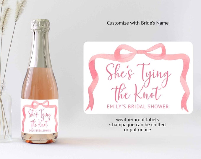 She's Tying the Knot Champagne Labels Bridal Shower Party Favors Liquor ...