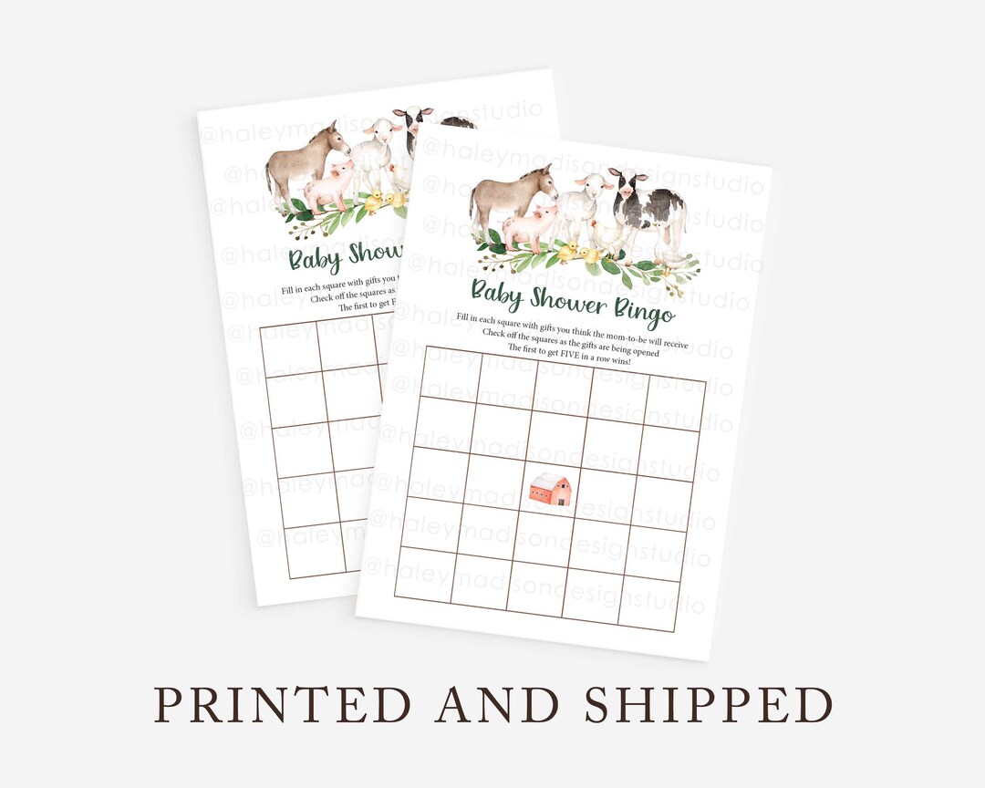 Farm Baby Bingo Game, Farm Baby Shower Bingo Game, Farm Greenery Baby ...