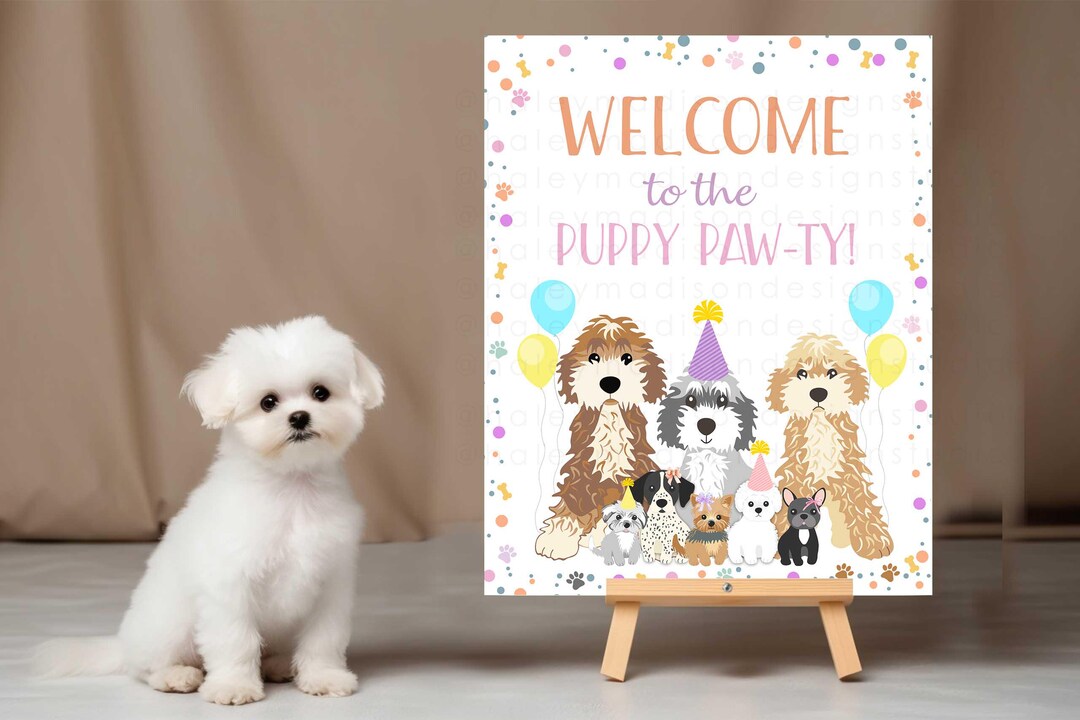 PRINTABLE Pink Puppy Party Welcome Sign PINK, Welcome to the Puppy ...