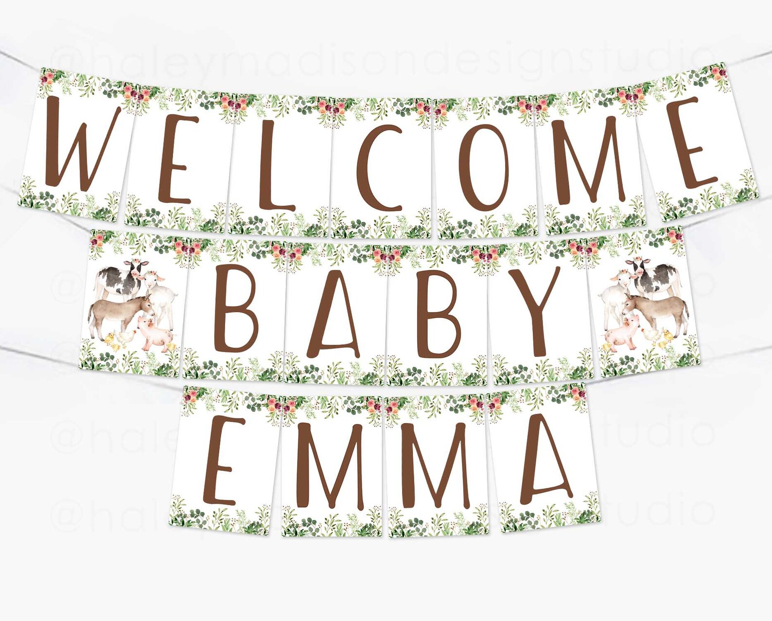 Farm Welcome Baby Banner Farm Animals Baby Shower Welcome - Etsy