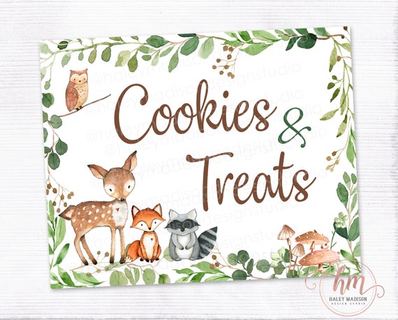 Woodland Cookies and Treats Sign Woodland Baby Shower Sign | Etsy