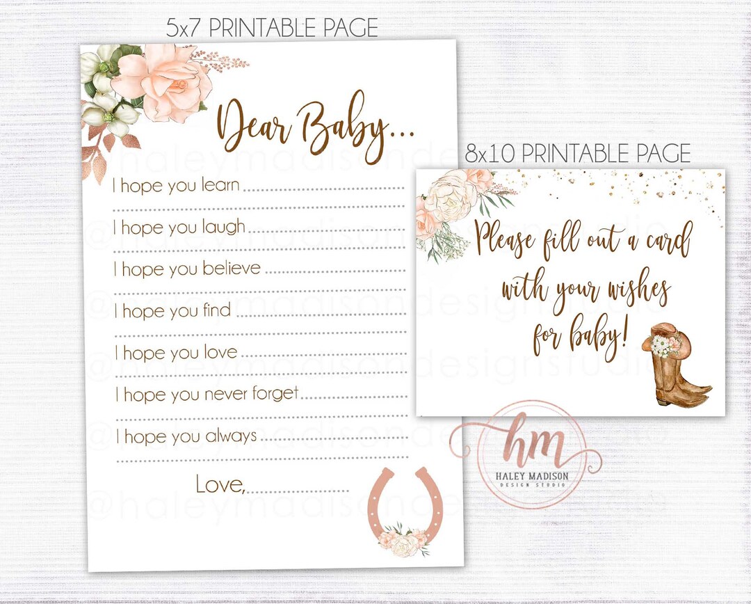 Cowgirl Floral Wishes for Baby Cards, Dear Baby Cards, Cowboy Baby ...
