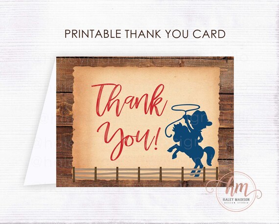 PRINTABLE Little Cowboy Thank You Cards Cowboy Baby Shower | Etsy