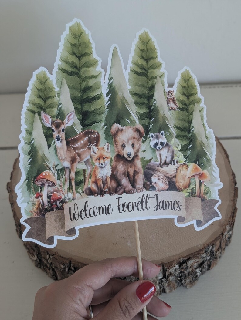 Woodland Enchanted Forest Cake Topper Personalized, Woodland Baby ...