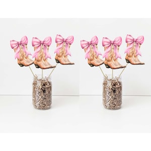 Set of 6 Pink Bow Cowgirl Boots Centerpieces Size 6", Cowgirl Party ...