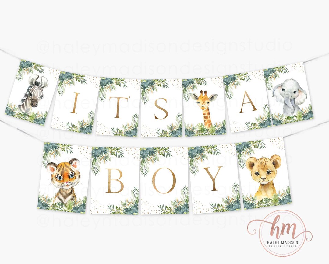 Jungle It's a Boy Banner, Jungle Safari Baby Shower Banner, Jungle ...